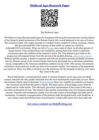 Middle Ages Essay | PDF | Europe Travel | Travel Locations