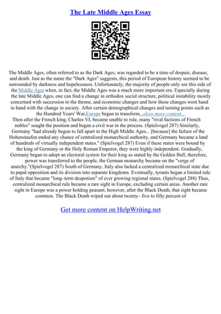 Middle Ages Essay | PDF
