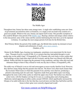 Middle Ages Essay | PDF | Europe Travel | Travel Locations