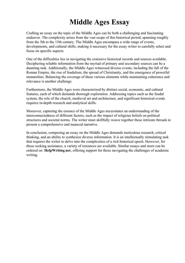 Middle Ages Essay | PDF