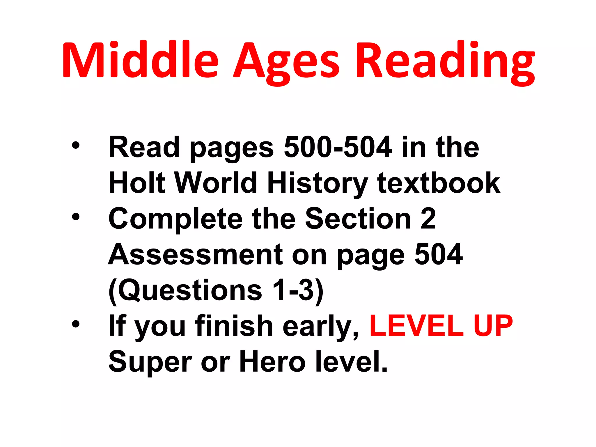 Middle ages overview lesson | PPT