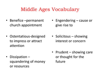 Middle ages vocab defined | PPT
