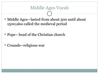 Middle age vocab | PPT