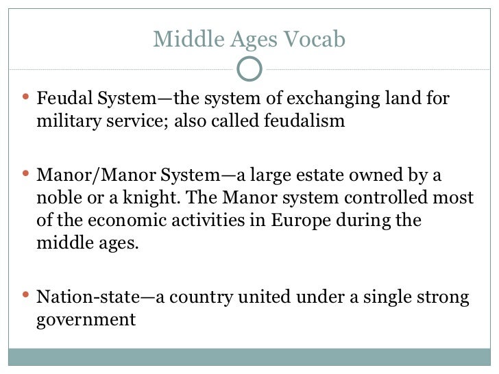 Middle age vocab