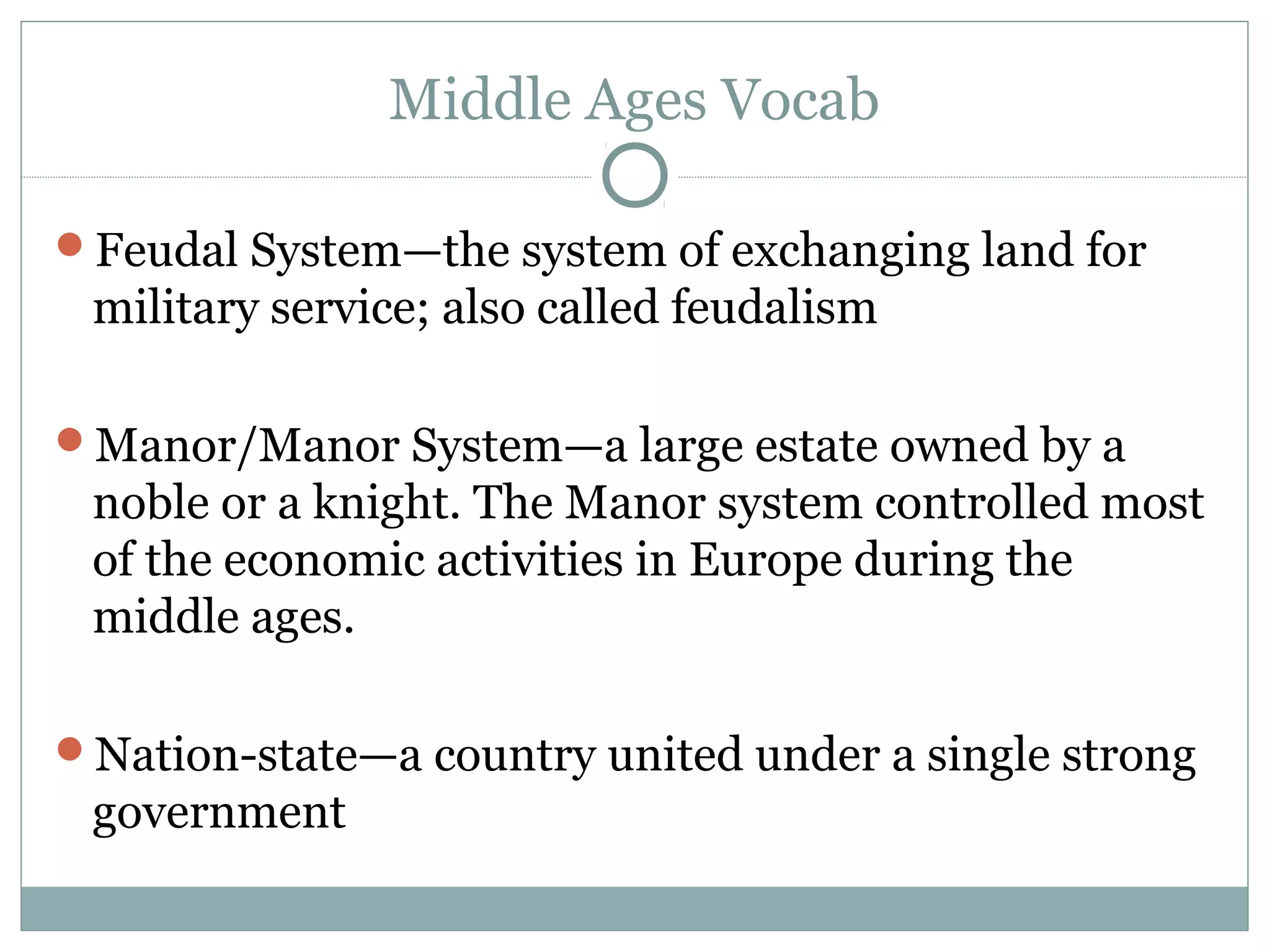 Middle age vocab | PPT