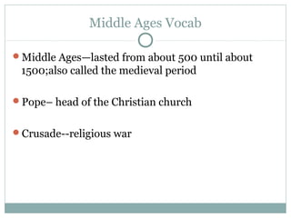 Middle age vocab | PPT