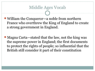 Middle age vocab | PPT