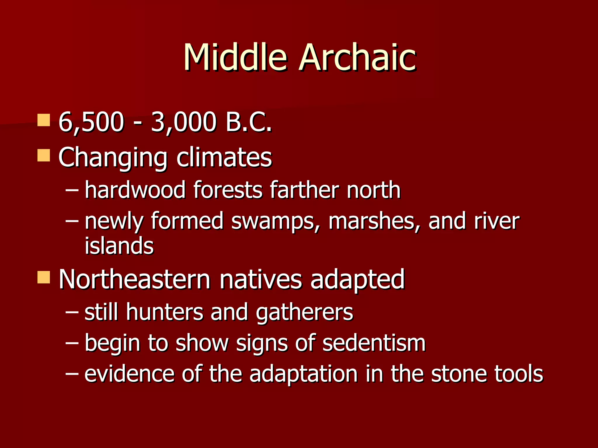 Middle Archaic Lithics | PPT