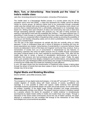 Consumerism and Middle class abstracts | PDF