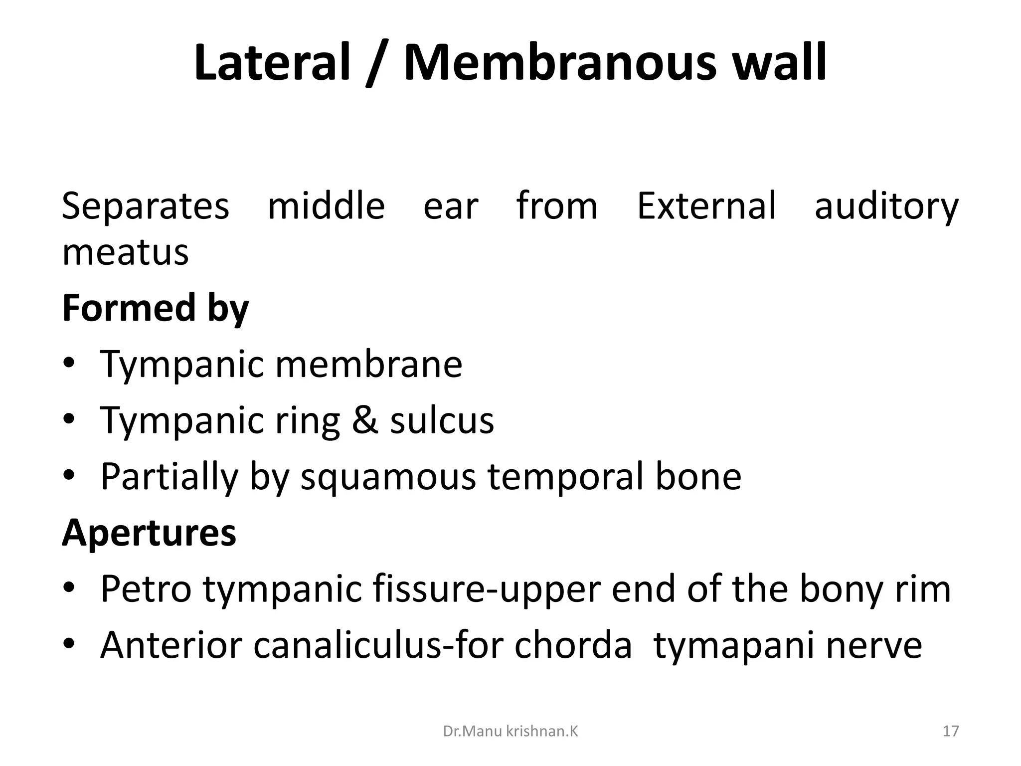 Middle ear cavity(with handmade illustrations) | PPTX