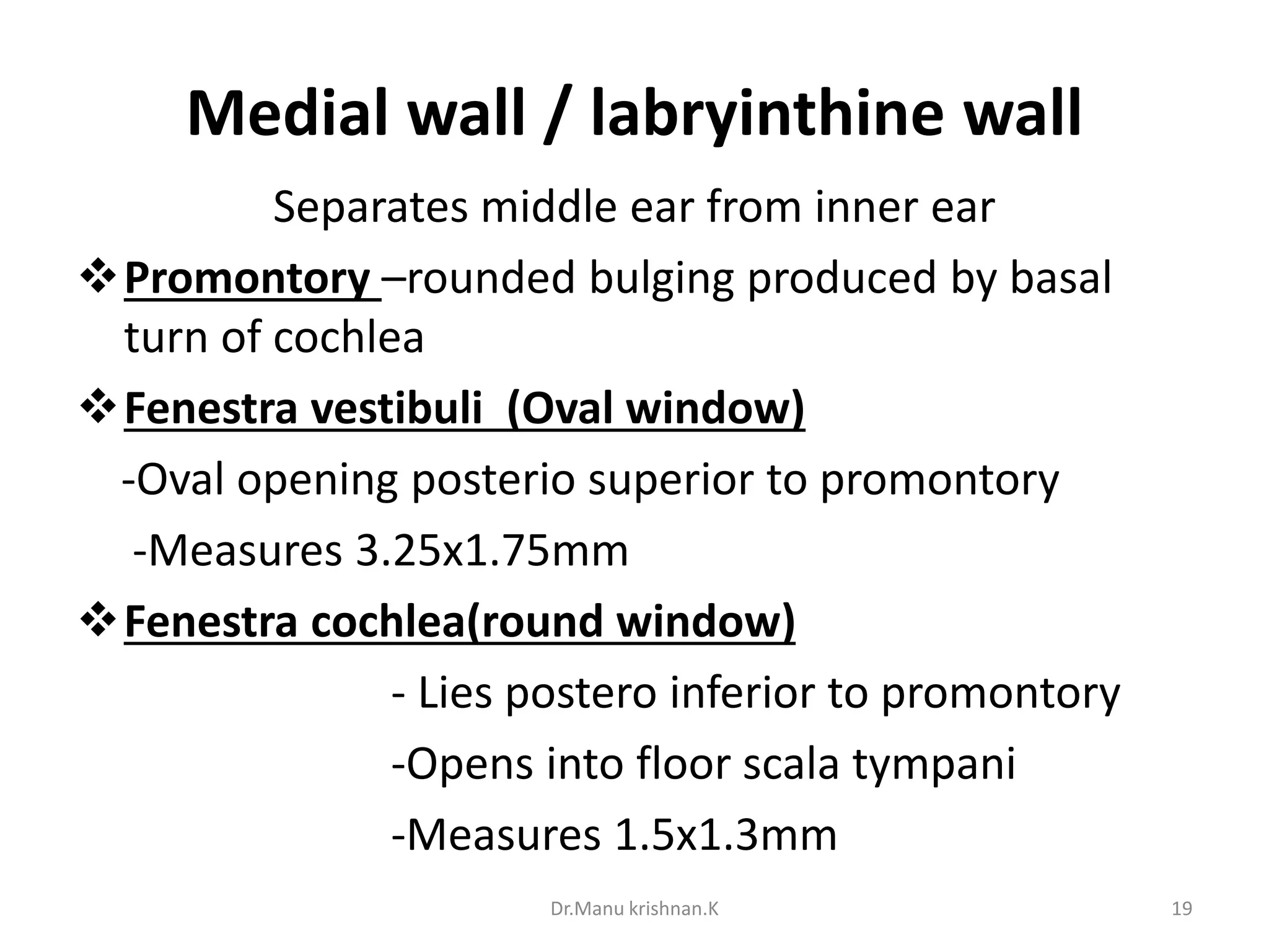 Middle ear cavity(with handmade illustrations) | PPTX
