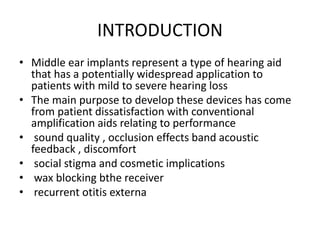 MIDDLE EAR IMPLANT Detailed POWERPOINT PRESENTATION | PPTX
