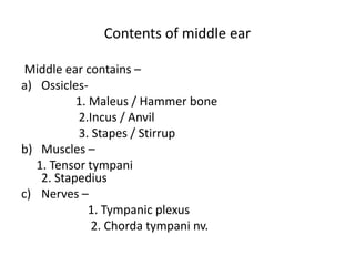 Middle ear presentation | PPT