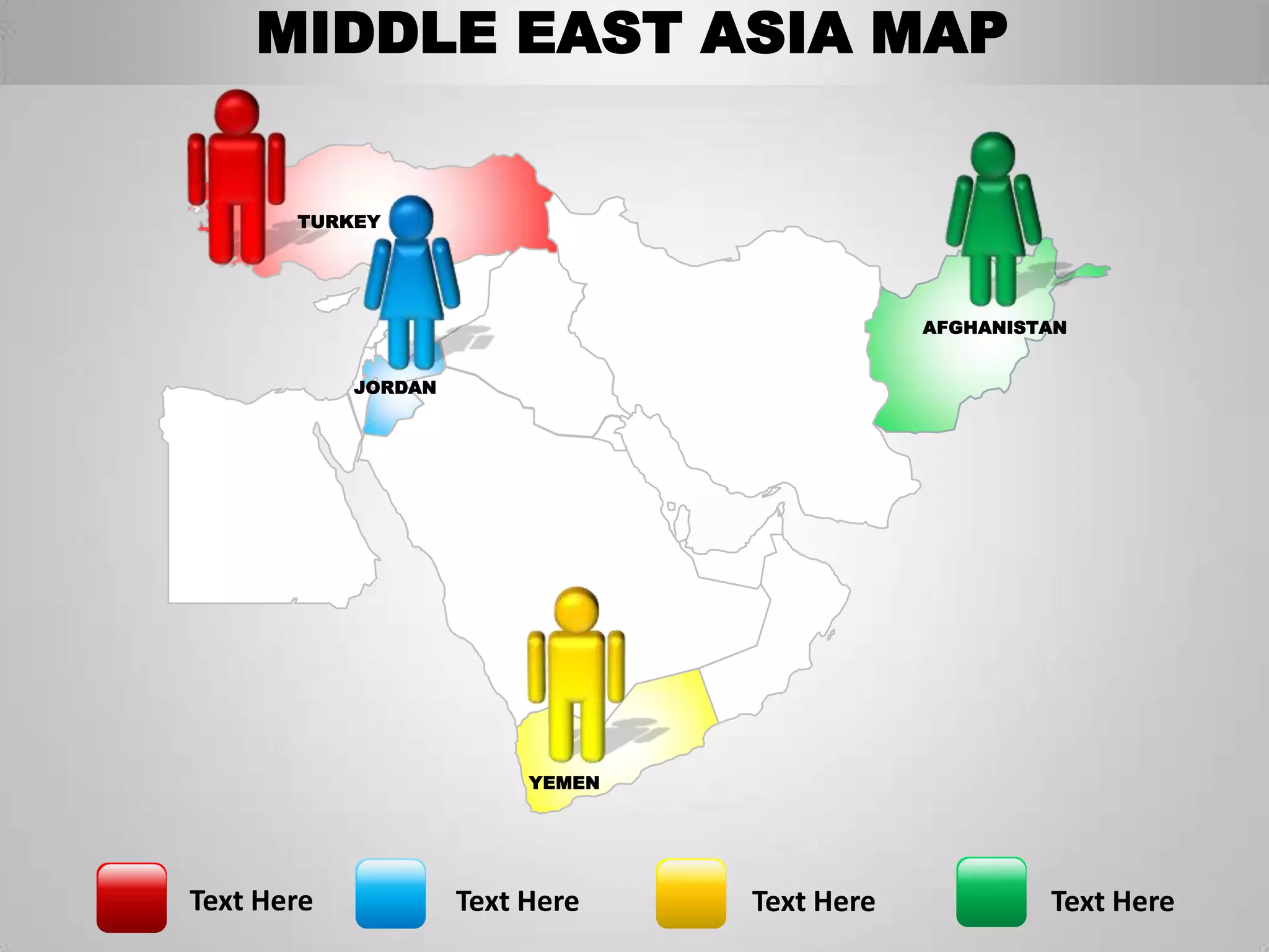 Middle east asia editable continent map with countries | PPTX | Asia ...
