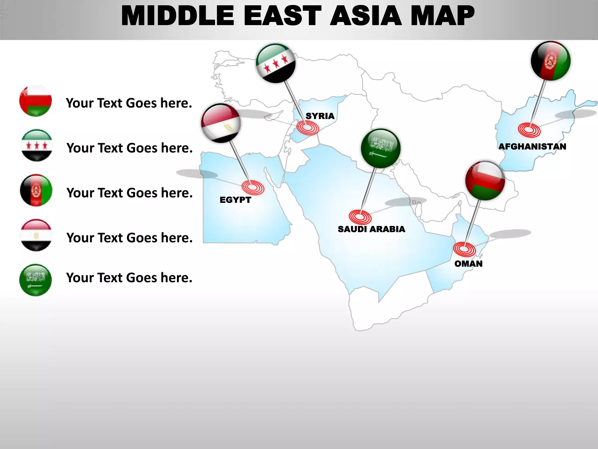 Middle east asia editable continent map with countries | PPTX
