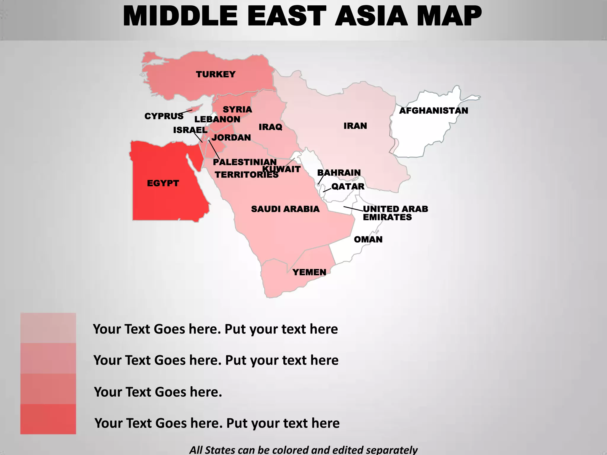 Middle east asia editable continent map with countries | PPTX | Asia ...