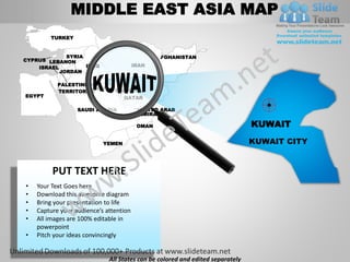 Middle east asia powerpoint editable continent map with countries ...
