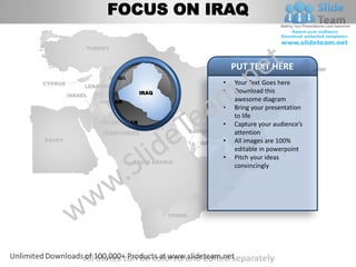 Middle east asia powerpoint editable continent map with countries ...