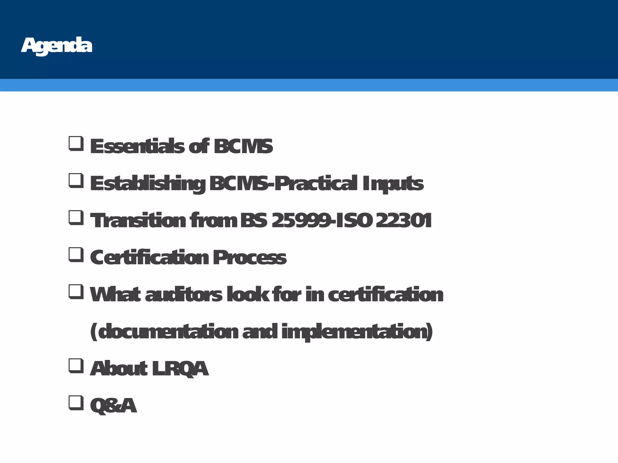Establishing BCMS and Certifying Against ISO 22301 | PPT