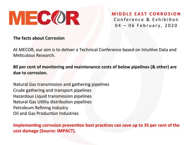Middle East Corrosion Conference and Exhibition (MECOR) | PPT