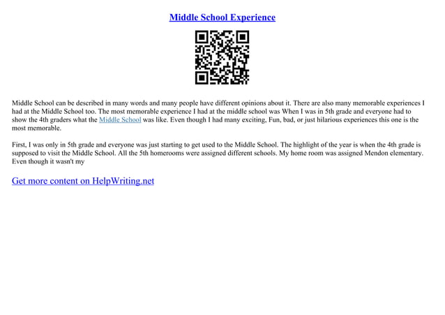 Middle School Experience | PPT