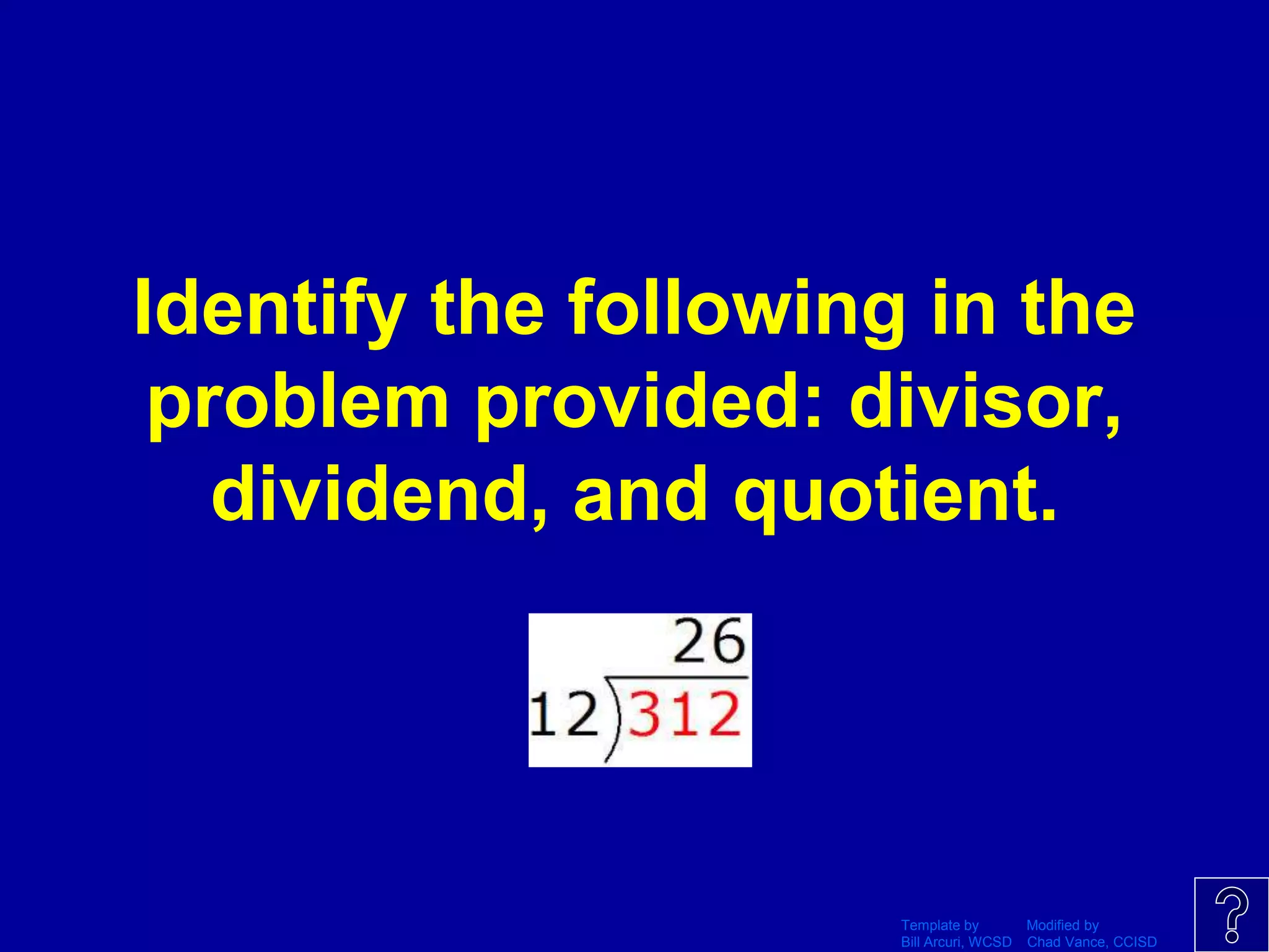 Middle school math jeopardy | PPTX