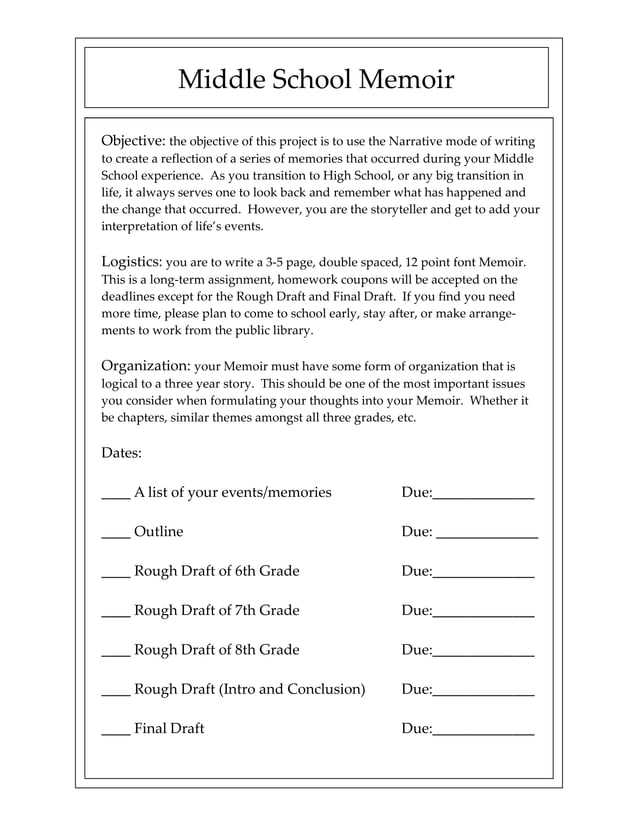 Middle school memoir | PDF