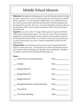Middle school memoir | PDF | Homework and Study | Education