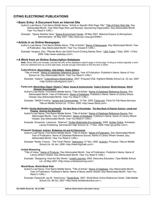 Middle school mla | PDF | Books and Literature