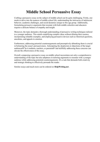 Middle School Persuasive Essay | PDF