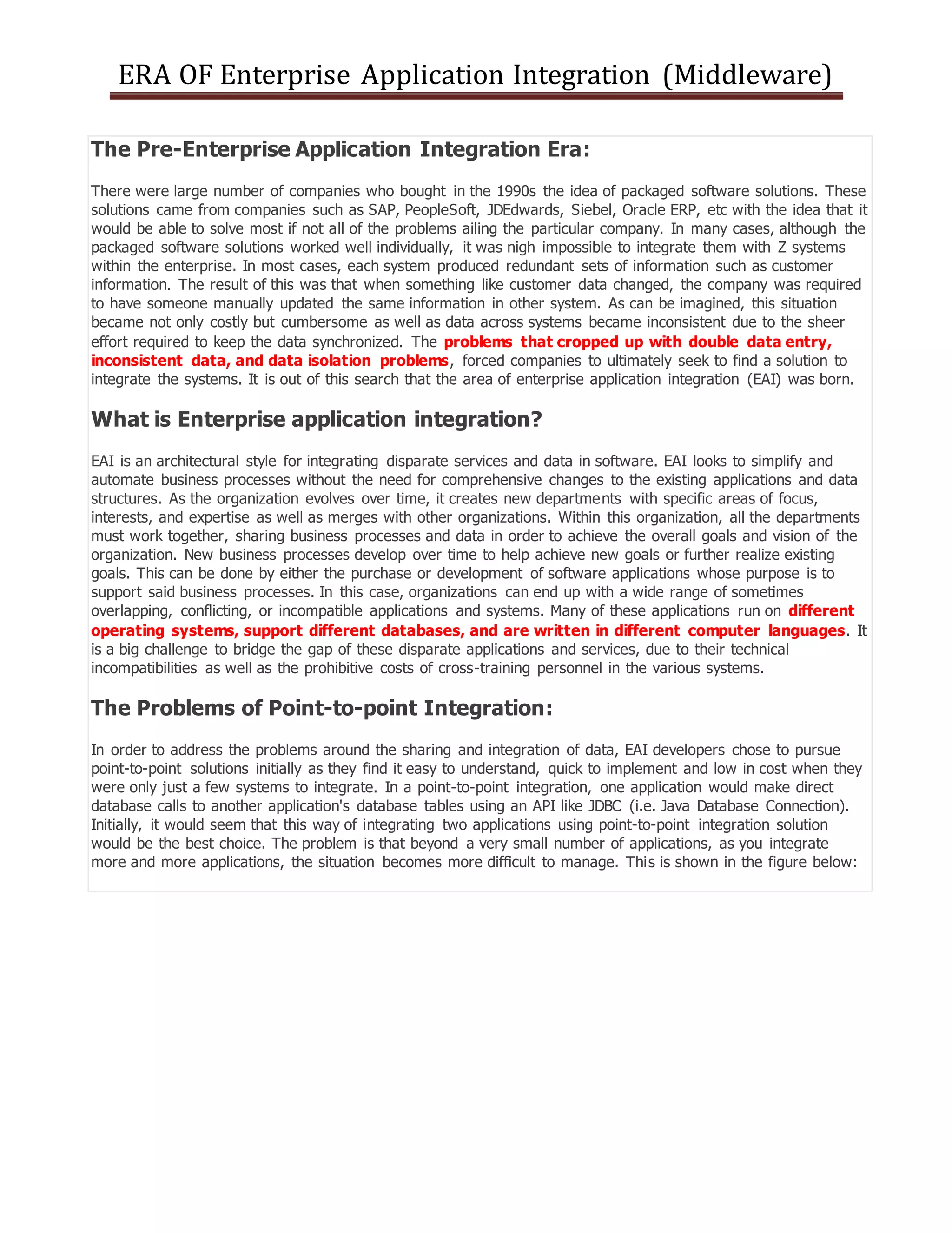 Enterprise Application integration (middleware) concepts | DOCX