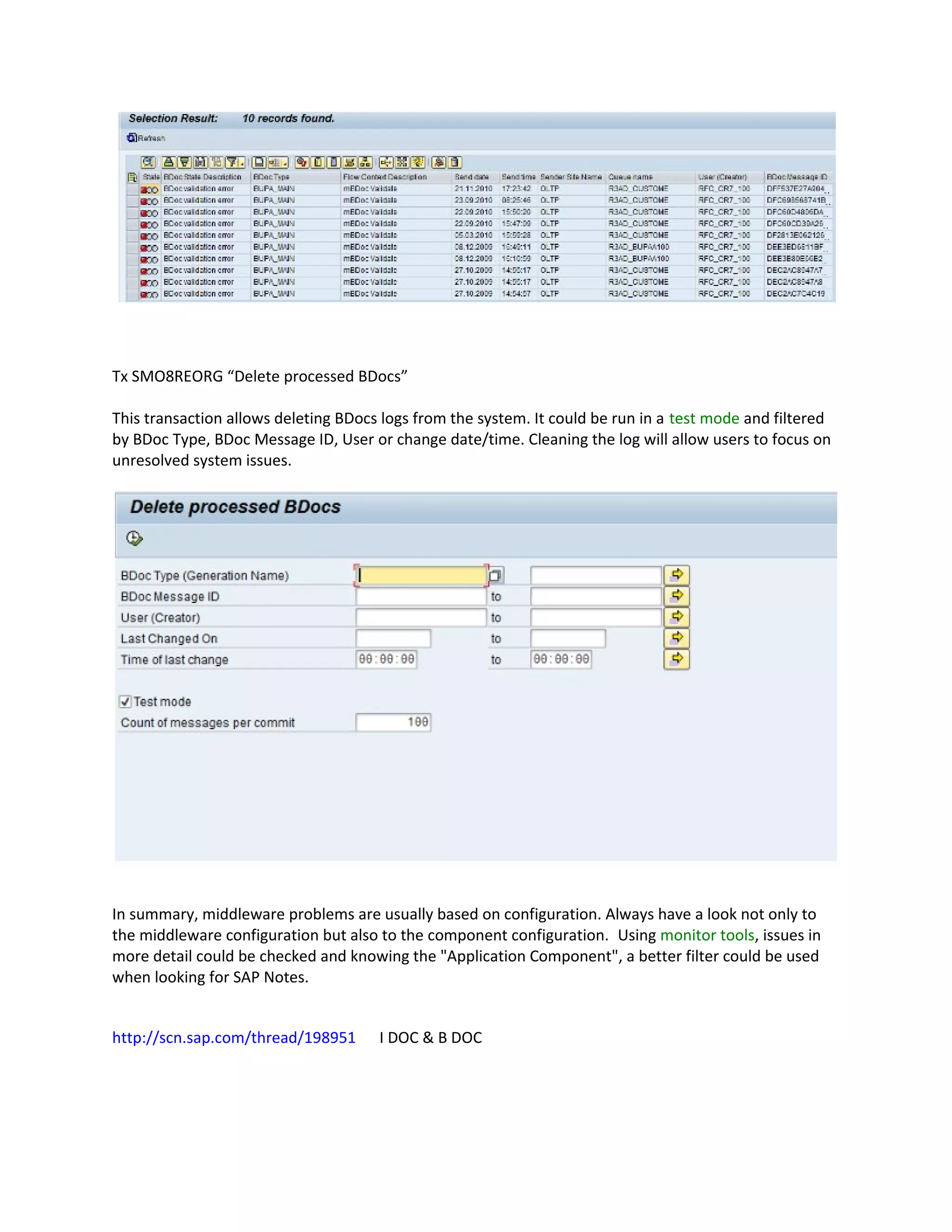 Middleware transaction codes | DOC