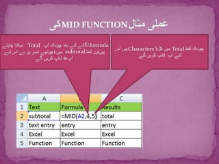 Excel Mid function in Urdu | PPT