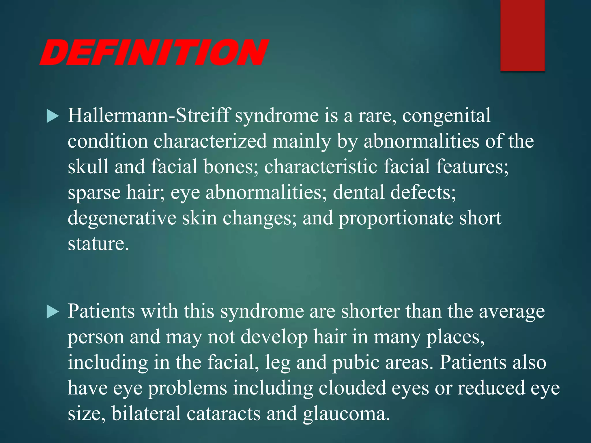 Hallermann streiff syndrome | PPTX