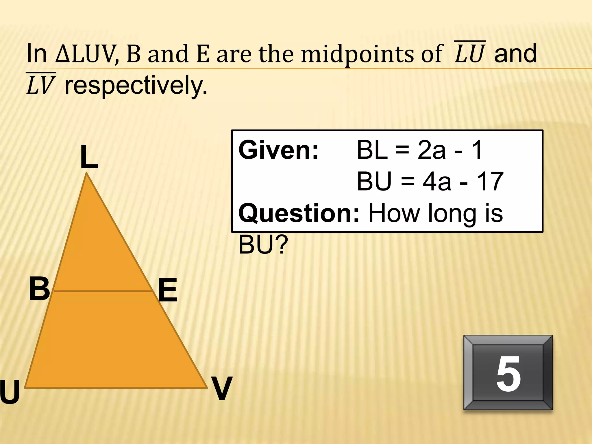 Midline theorem - Mathematics - Geometry | PPTX