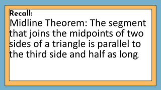 Midline Theorem grade 9 lesson powerpoint | PPTX