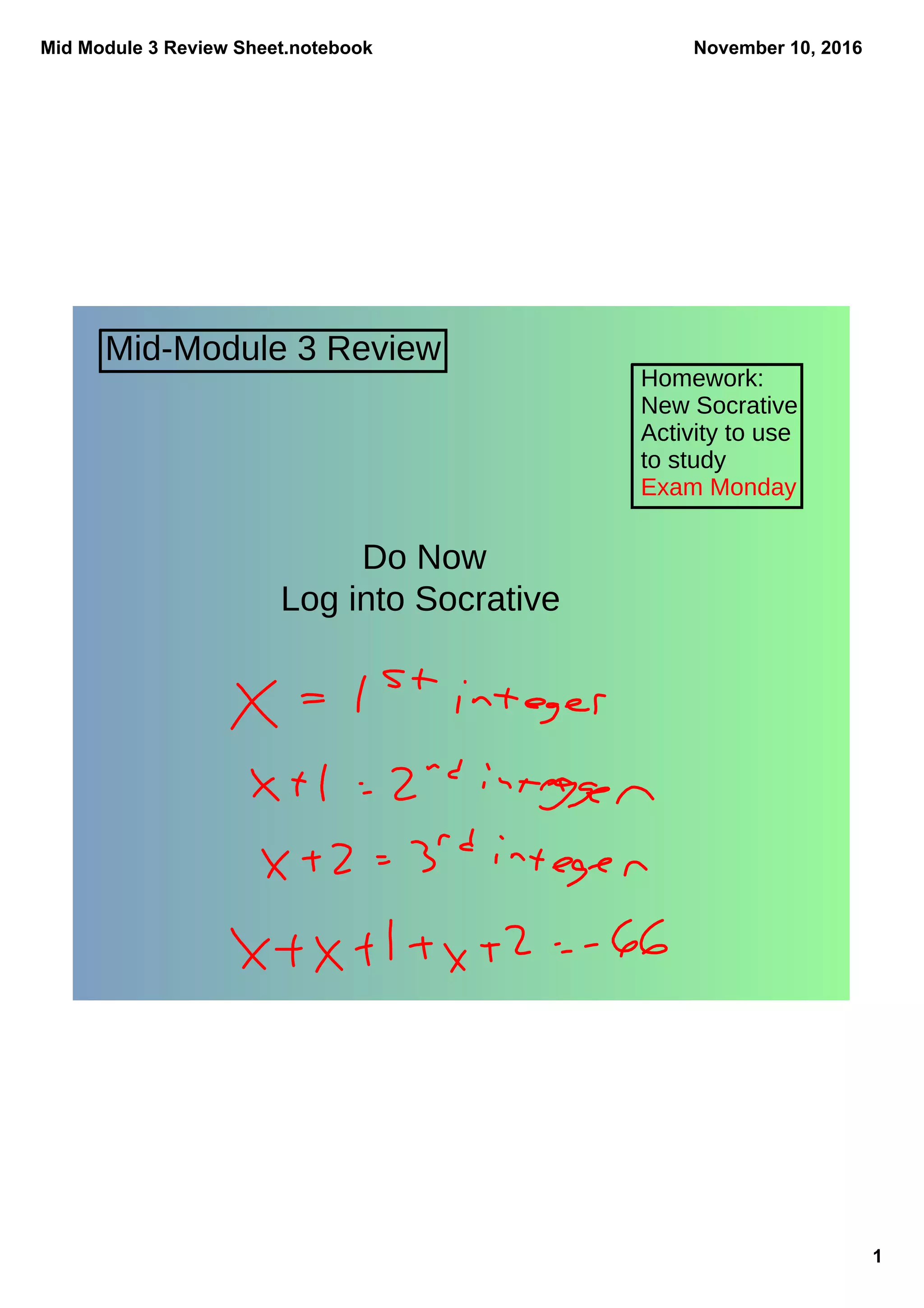 Mid module 3 review sheet | PDF | Education