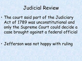 Midnight Judge Judicial Review & Intro To Jefferson Era | PPT