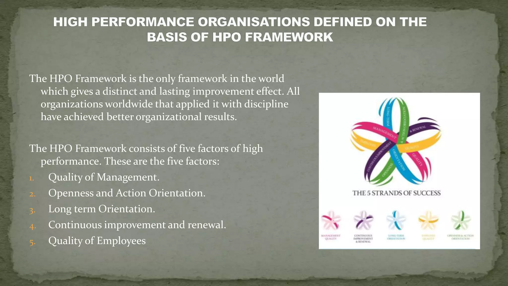 CHARACTERISTICS OF HIGH PERFORMANCE ORGANIZATIONAL CULTURES ...