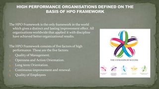 CHARACTERISTICS OF HIGH PERFORMANCE ORGANIZATIONAL CULTURES ...