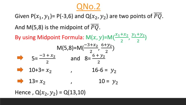Mid Point Formula (Coordinate Geometry) Grade 9th | PPTX