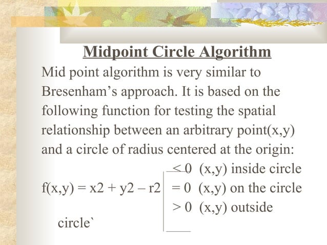 Midpoint circle algo | PPT