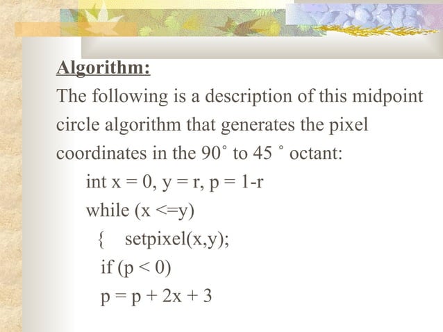 Midpoint circle algo | PPT
