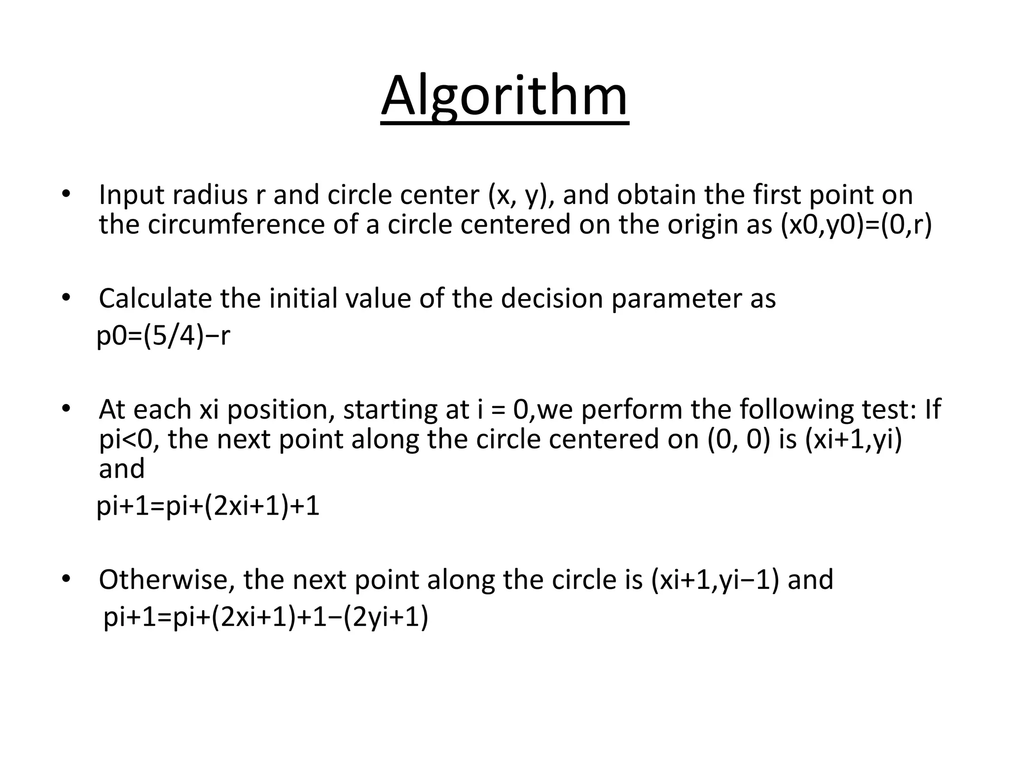 Mid point circle algorithm | PPTX