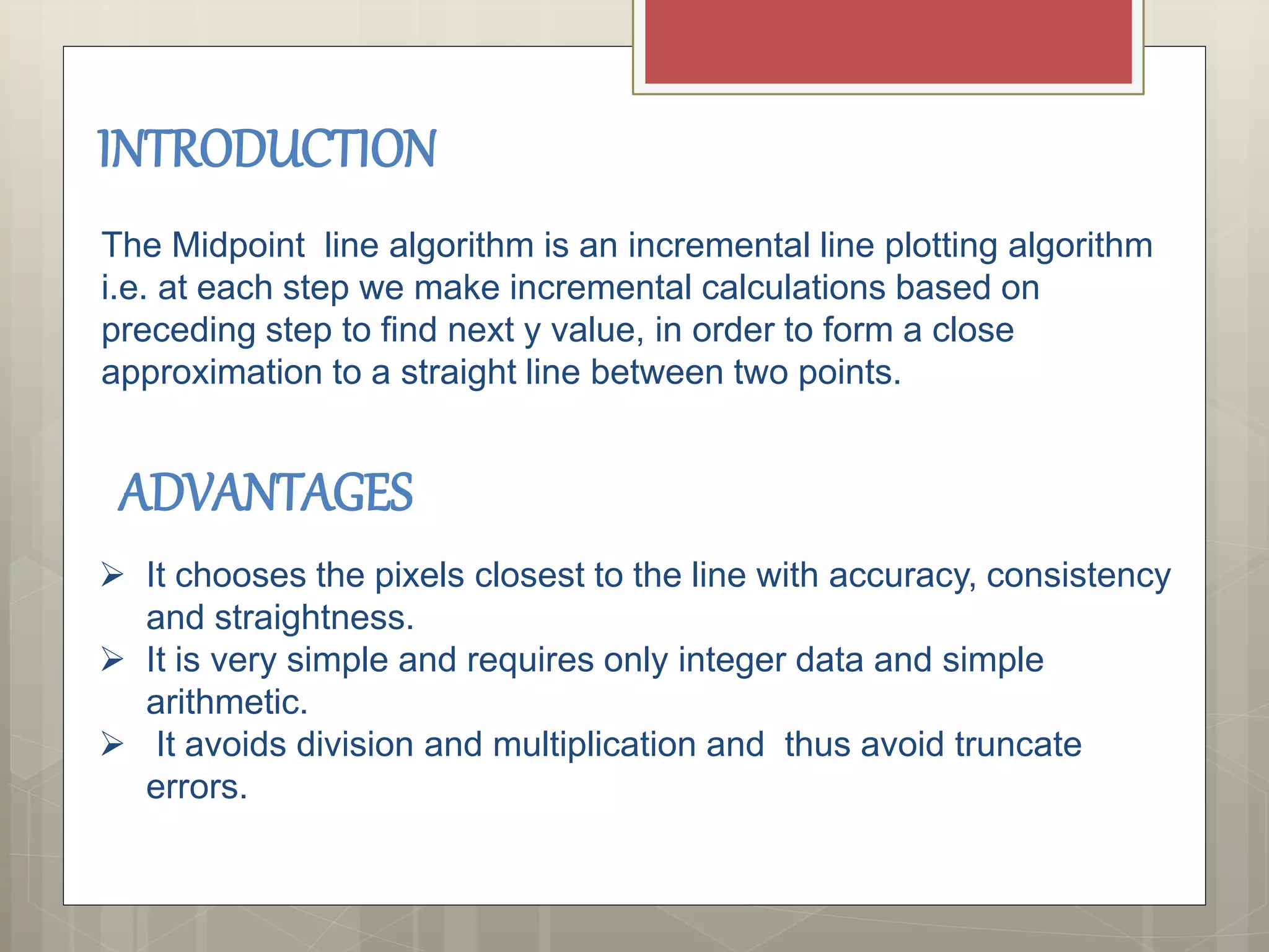 Mid Point Line Algorithm Computer Graphics Pptx Computing