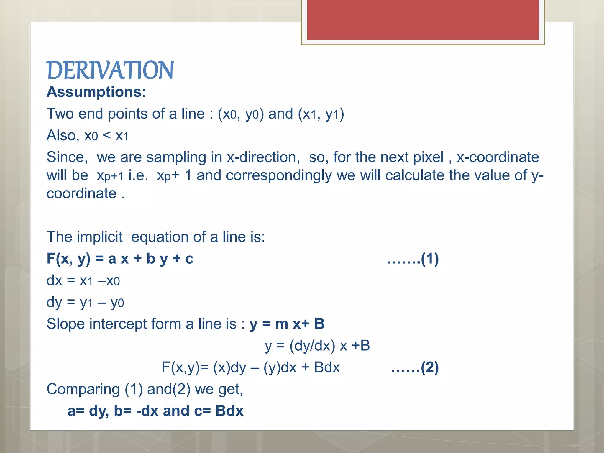 Mid point line Algorithm - Computer Graphics | PPTX