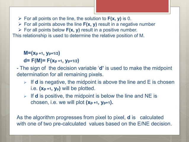 Mid Point Line Algorithm Computer Graphics Pptx Computing