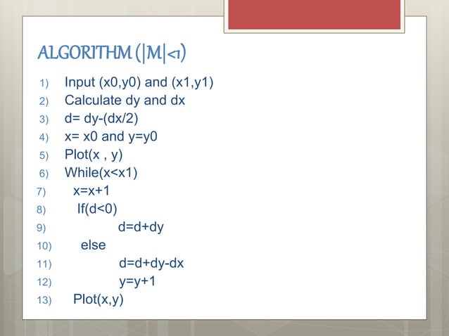 Mid Point Line Algorithm Computer Graphics Pptx Computing