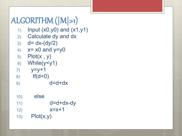 Mid Point Line Algorithm Computer Graphics Pptx Computing