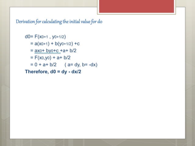 Mid Point Line Algorithm Computer Graphics 